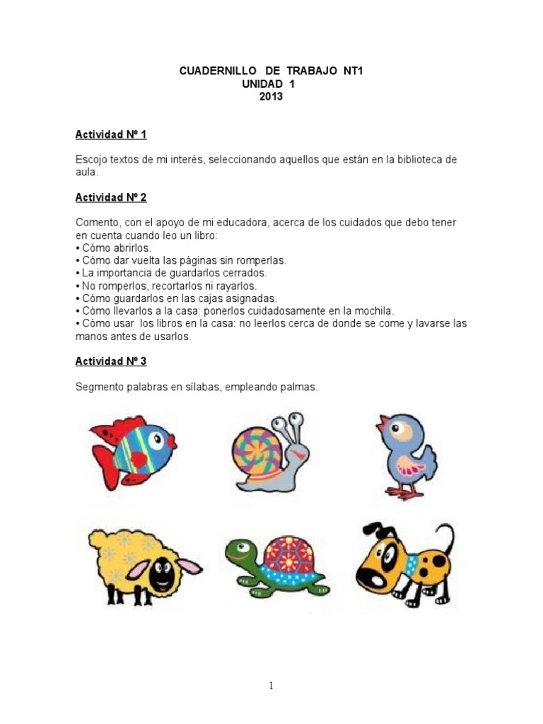 Cuadernillo Nt1 Unidad I | PDF | Camello | León