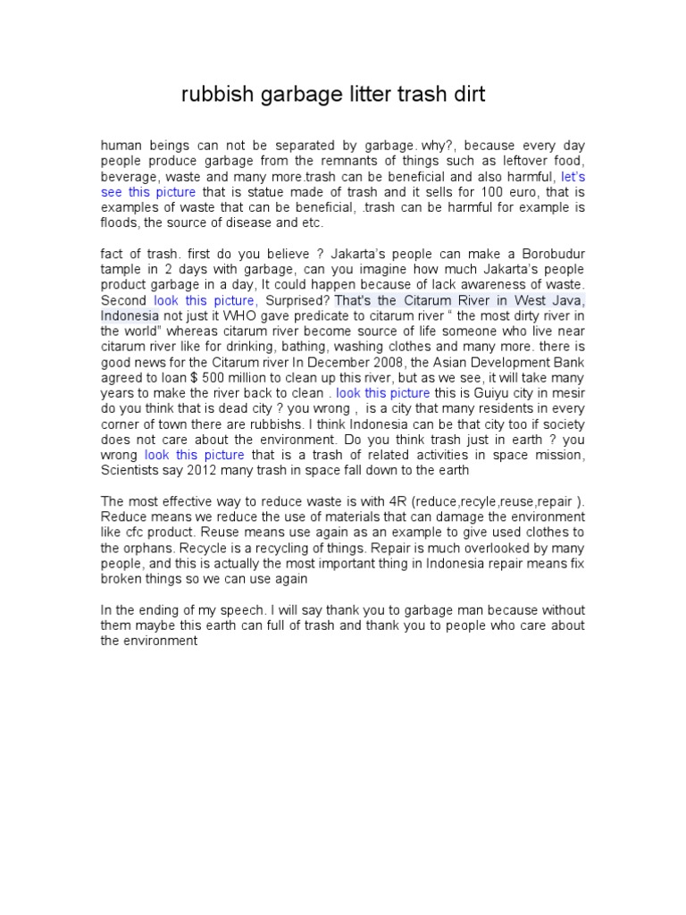 Speech on Waste and Litter Awareness | PDF | Science & Mathematics