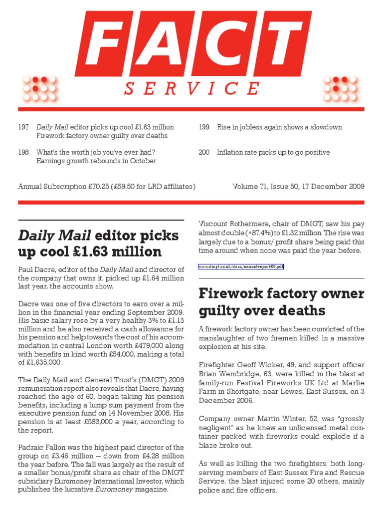 Service: Daily Mail Editor Picks Up Cool 1.63 Million | PDF | Consumer ...