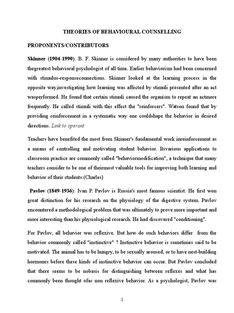 Theories Of Behavioural Counselling Man 02 Pdf Behaviorism