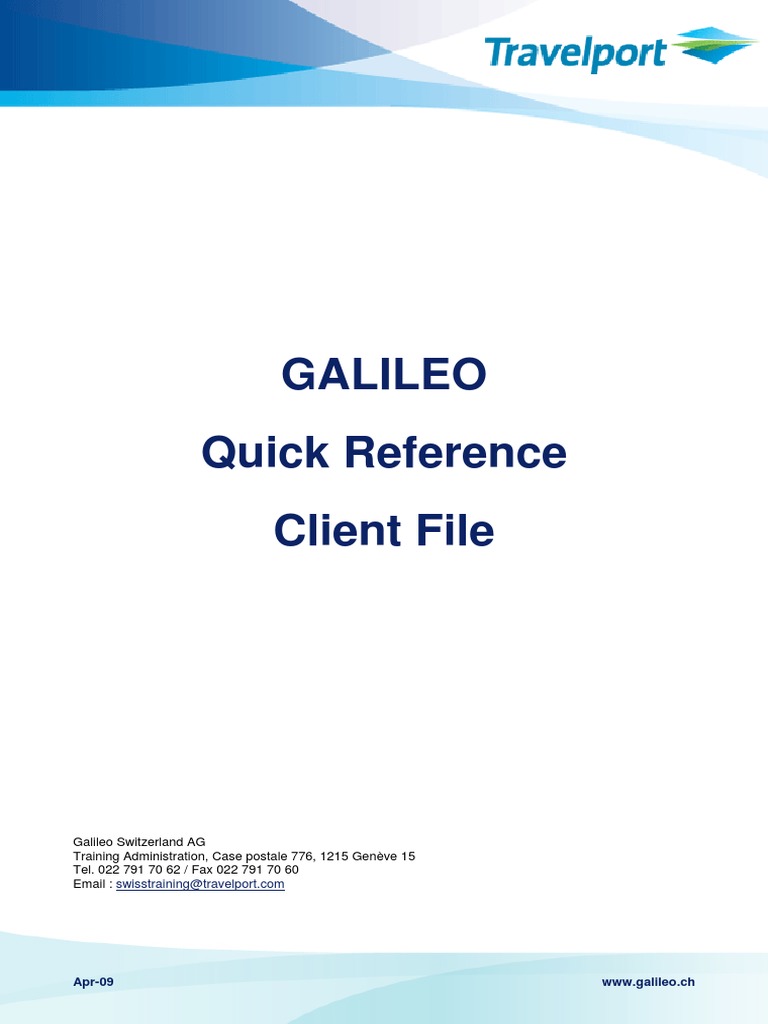 Galileo Quick Reference Client File | PDF | File Format | Computer File