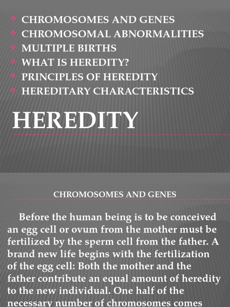 Chromosomes and Genes Chromosomal Abnormalities Multiple Births What Is ...