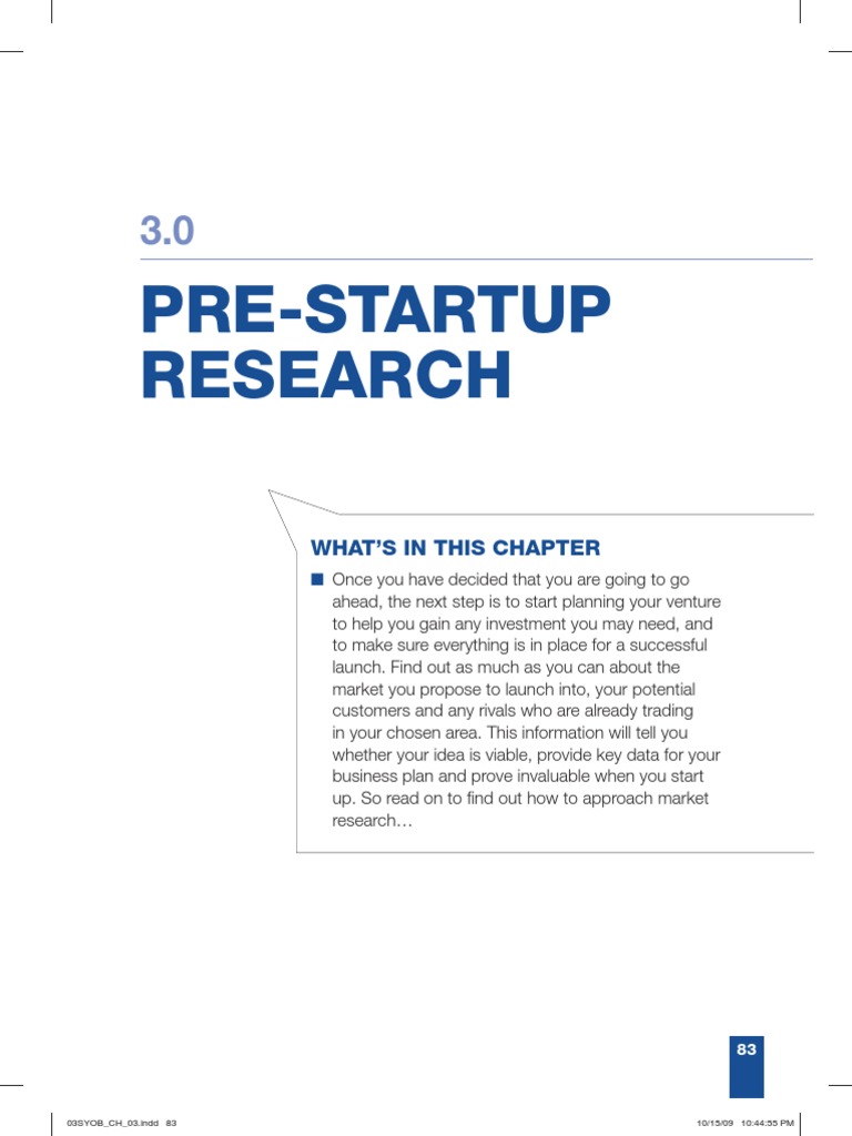Pre-Startup Research: What'S in This Chapter | PDF | Competition ...