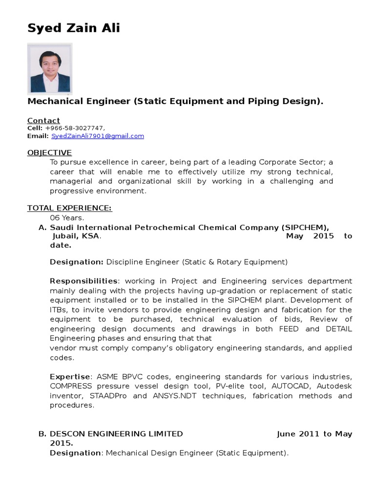 CV Template For Mechanical Engineer | PDF | Mechanical Engineering ...