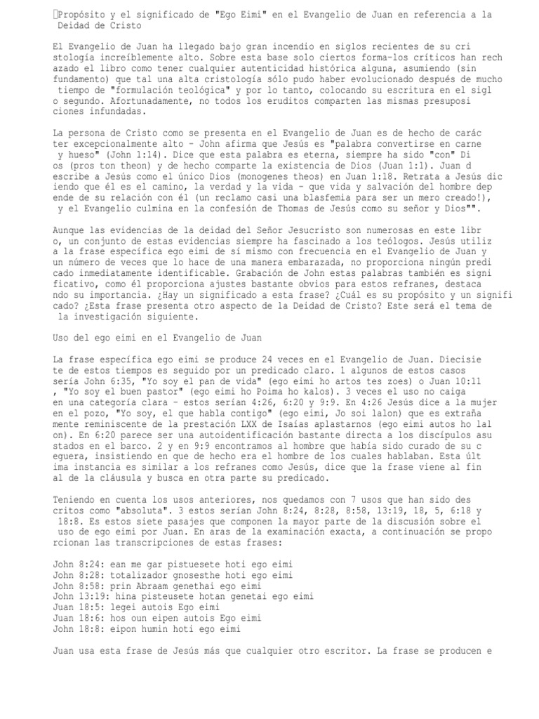 Significado de "Ego Eimi" en Juan | PDF | Tetragrammaton | Fe