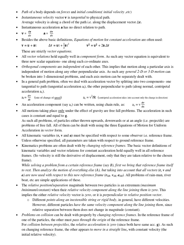 Notes Class 11 | Acceleration | Kinematics