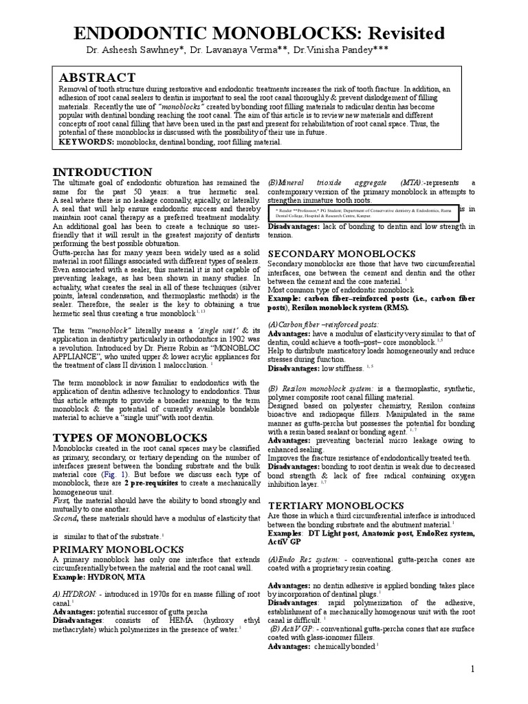 E.monoblock Revisited | PDF | Mouth | Materials