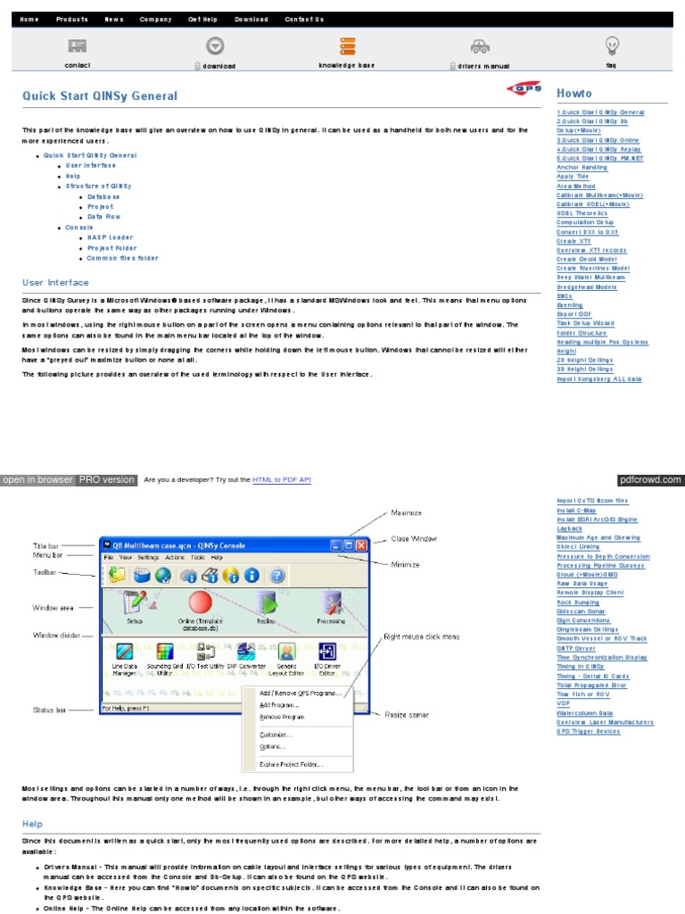 Confluence Qps NL Display KB 1 Quick Start QINSy General | PDF ...