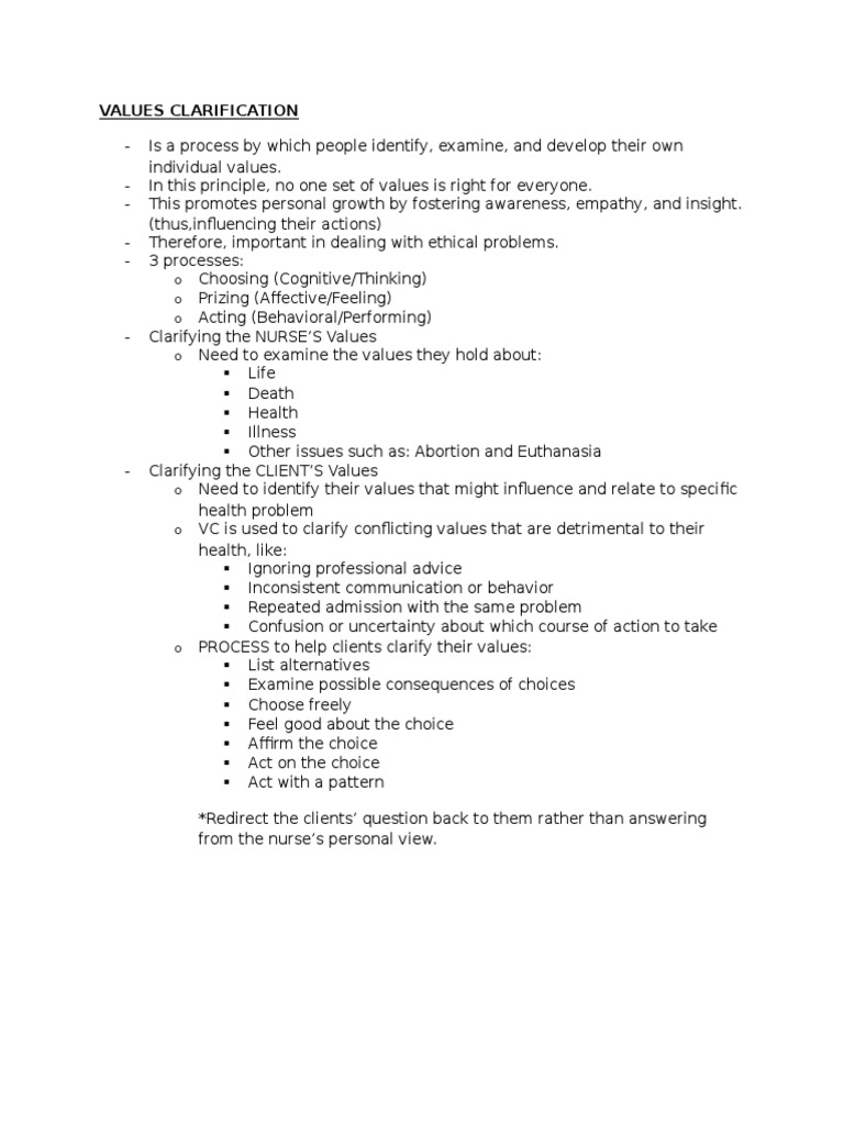 Values Clarification | PDF