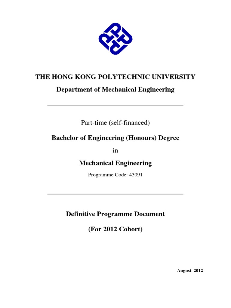 PolyU Mechanical Engineering Programme | PDF | Educational Assessment ...