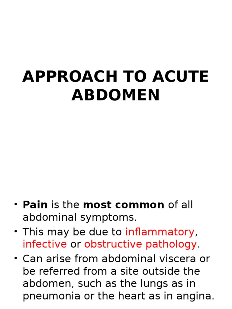 Approach To Acute Abdomen | PDF | Abdomen | Gallbladder