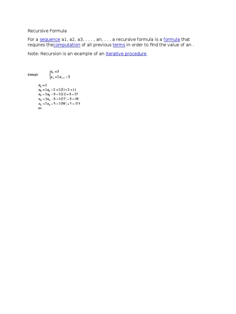 Sequence Formula Computation Terms Iterative Procedure | PDF