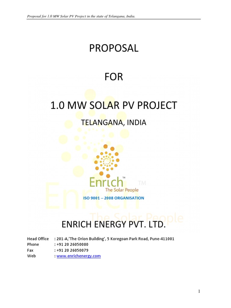 1. Proposal for 1 MW Solar Power Plant- Telangana.pdf | Photovoltaics ...