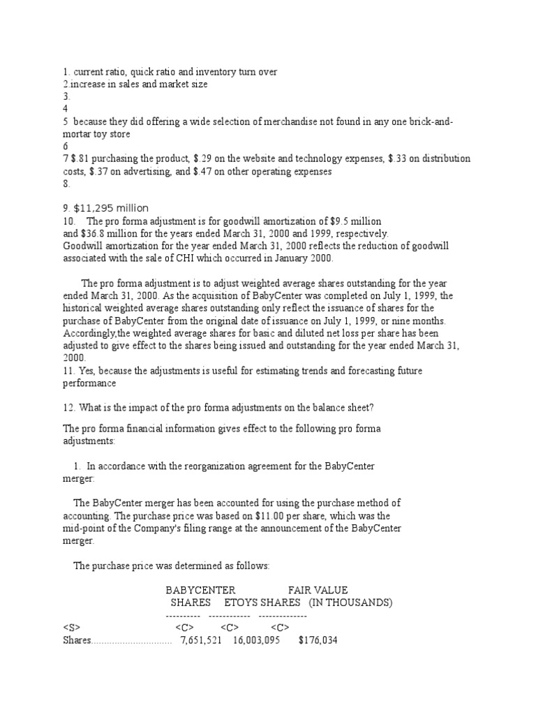 Advance | PDF | Goodwill (Accounting) | Pro Forma