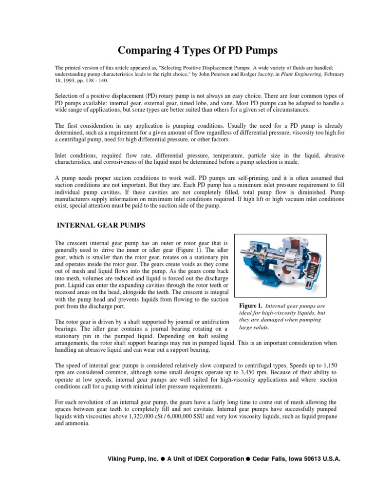 Comparing 4 Types of PD Pumps | PDF | Pump | Gear