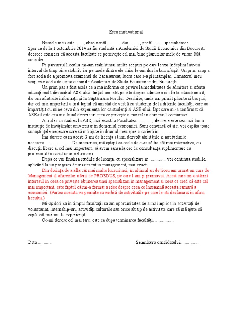 Eseu Motivational Model | PDF