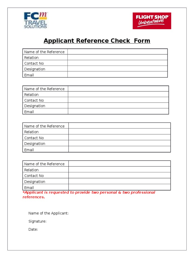 Applicant Reference Form | PDF