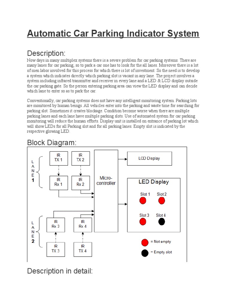 Automatic Car Parking Indicator System | PDF | Infrared | Parking Lot