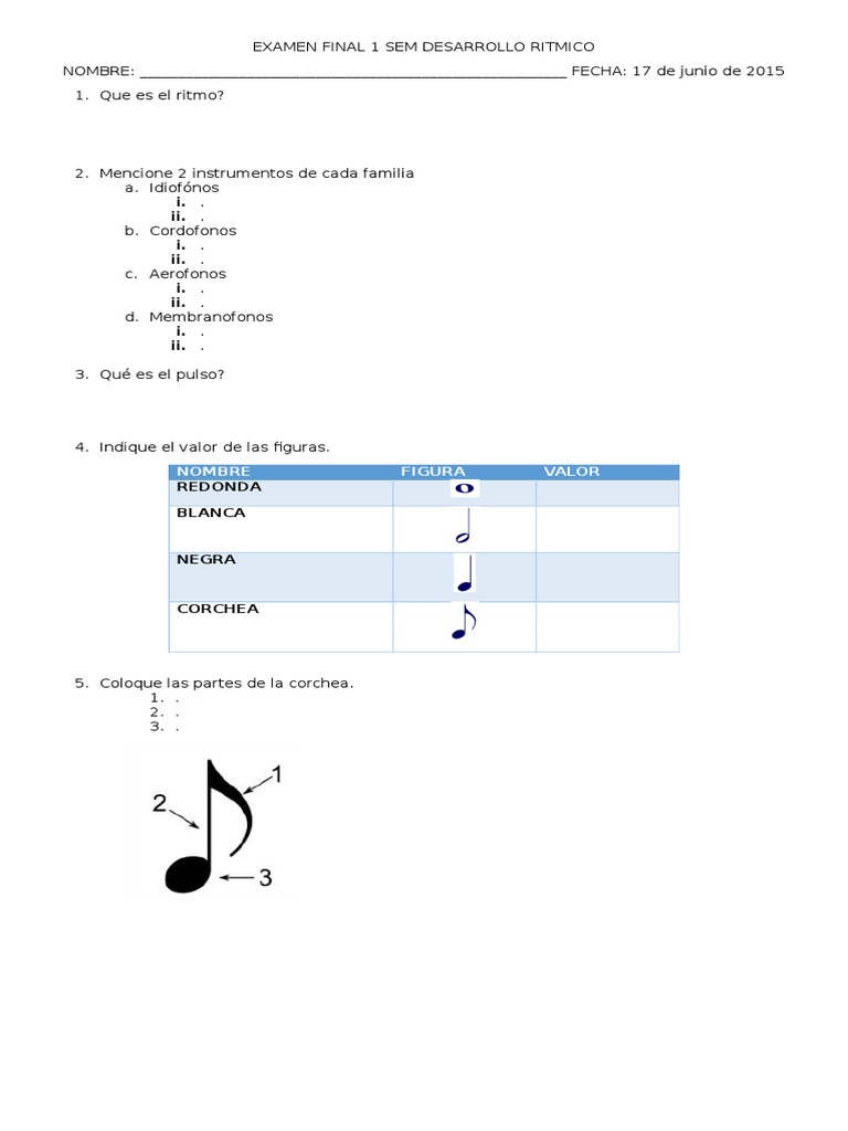 Examen Ritmico 1 Sem Grandes | PDF