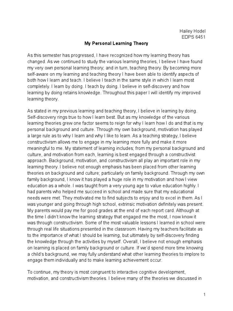 My Personal Learning and Teaching Theory - Final Paper | Constructivism ...