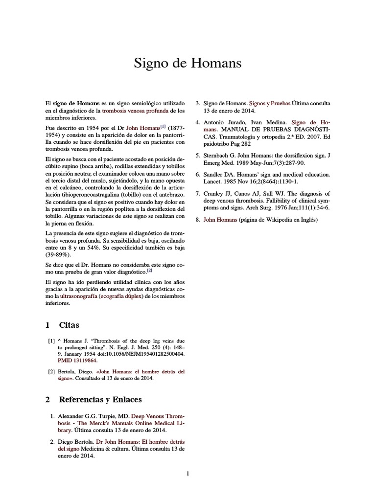 Signo de Homans | PDF | Anatomía del miembro inferior | Extremidades ...