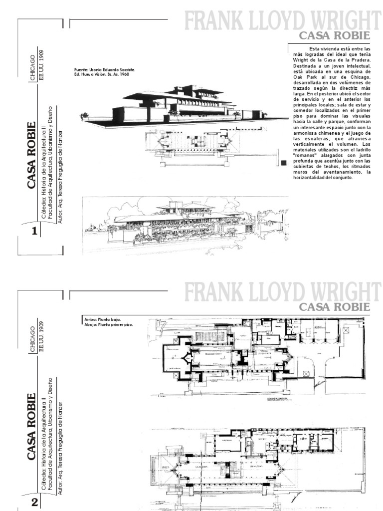 Plano De La Casa Robie El Mejor Ejemplo De Las Casas De La Pradera: La