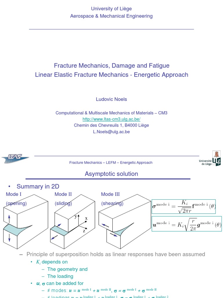 Fracture Mechanics, Damage and Fatigue Linear Elastic Fracture Mechanics - Energetic Approach ...
