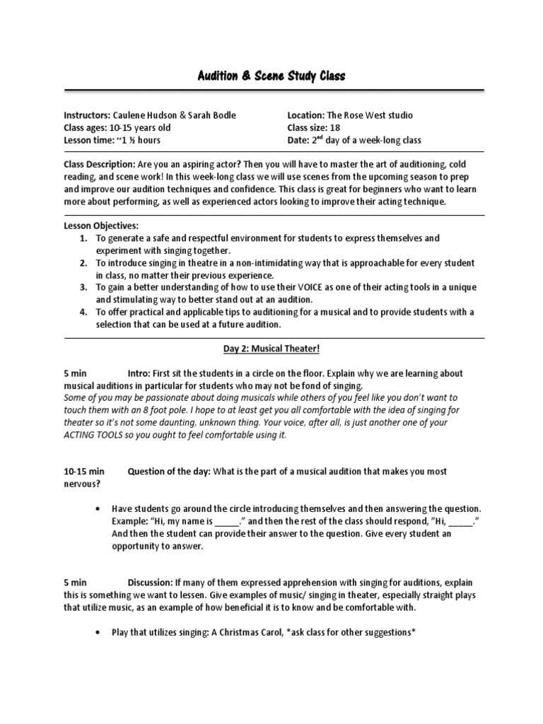 Lesson - Audition Day 2 - Musical | PDF | Audition | Singing