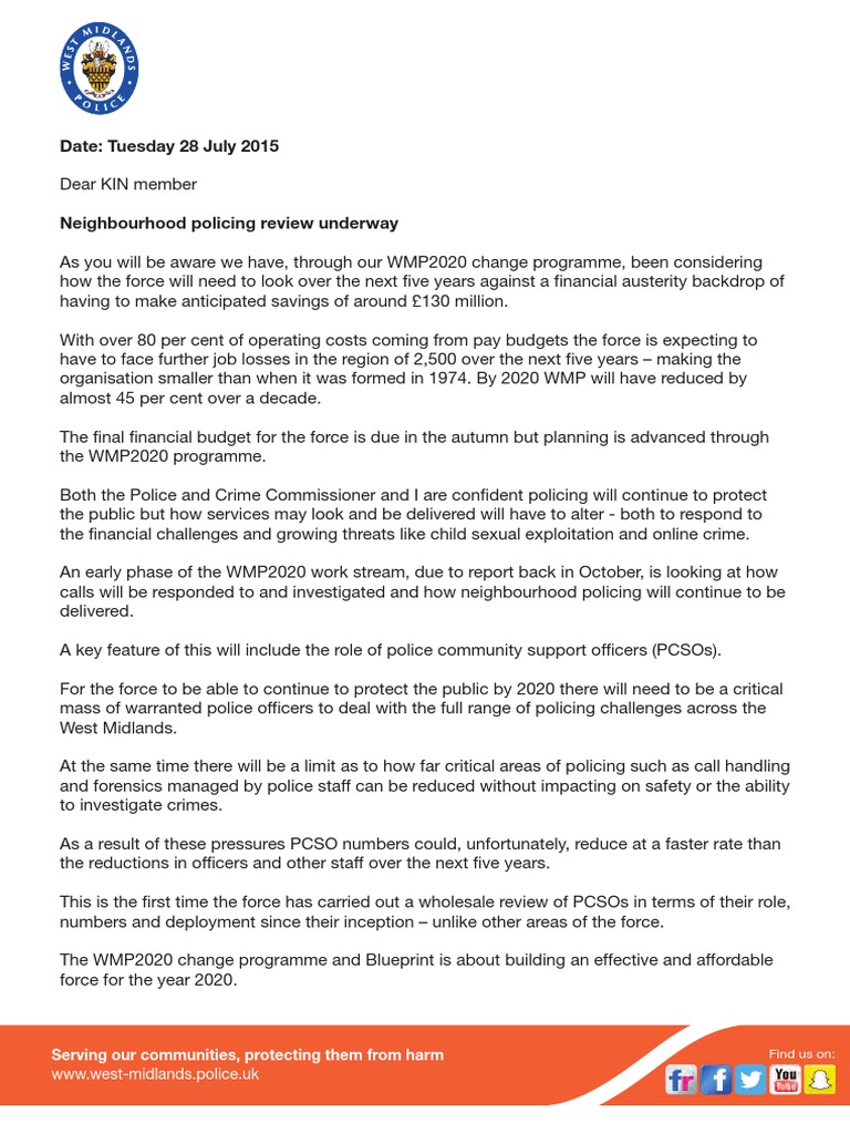 Kin Letter - Pcso | PDF | Police | Government