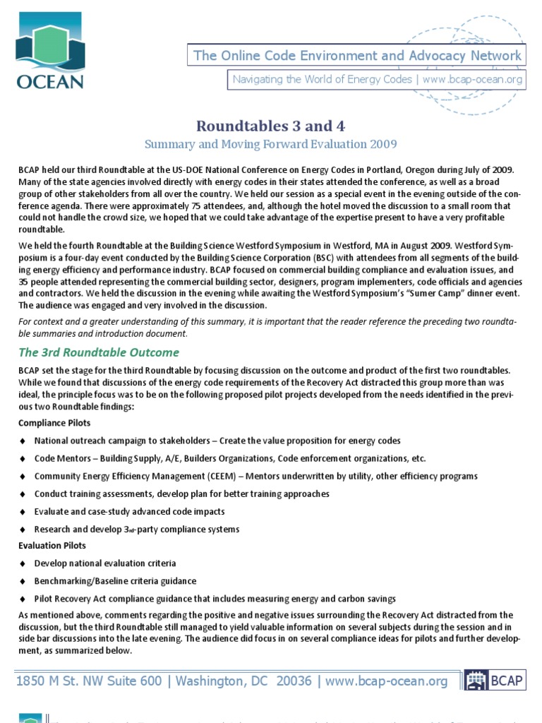 3rd and 4th Roundtable Summary | PDF | Technology & Engineering