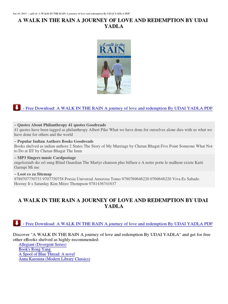 A Walk in The Rain A Journey of Love and Redemption by Udai Yadla | PDF