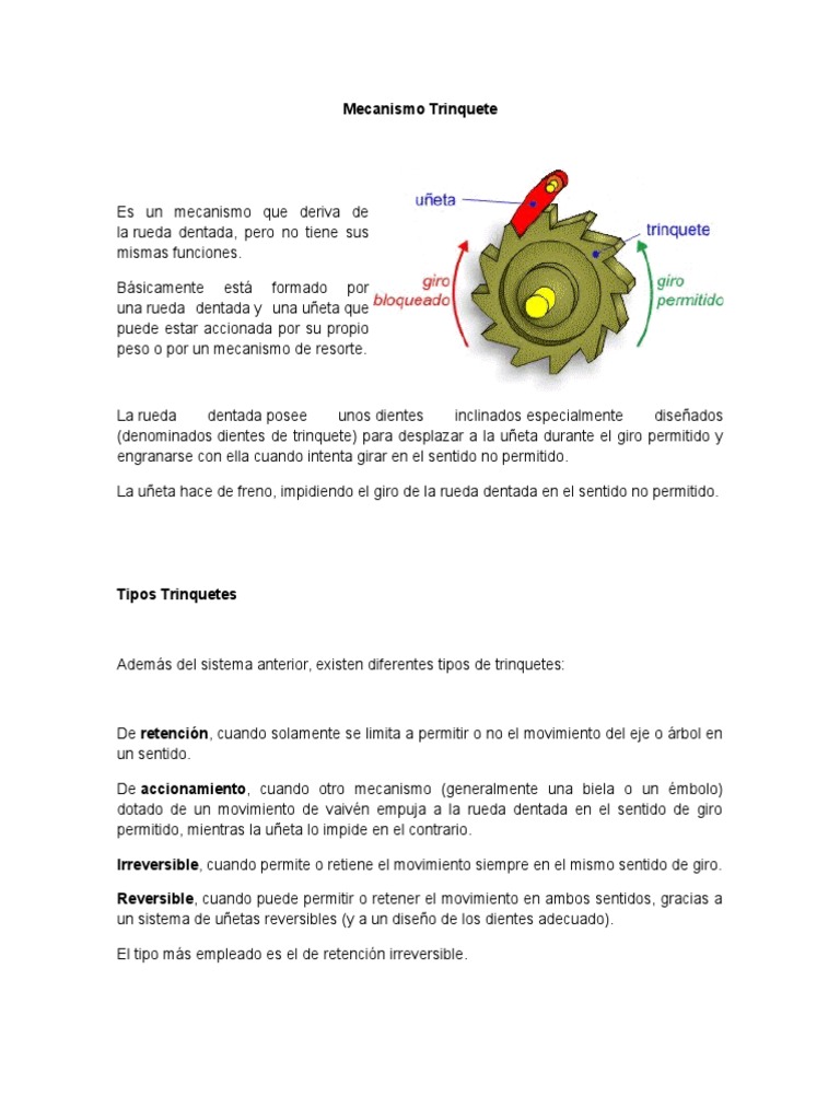 Mecanismo Trinquete | PDF