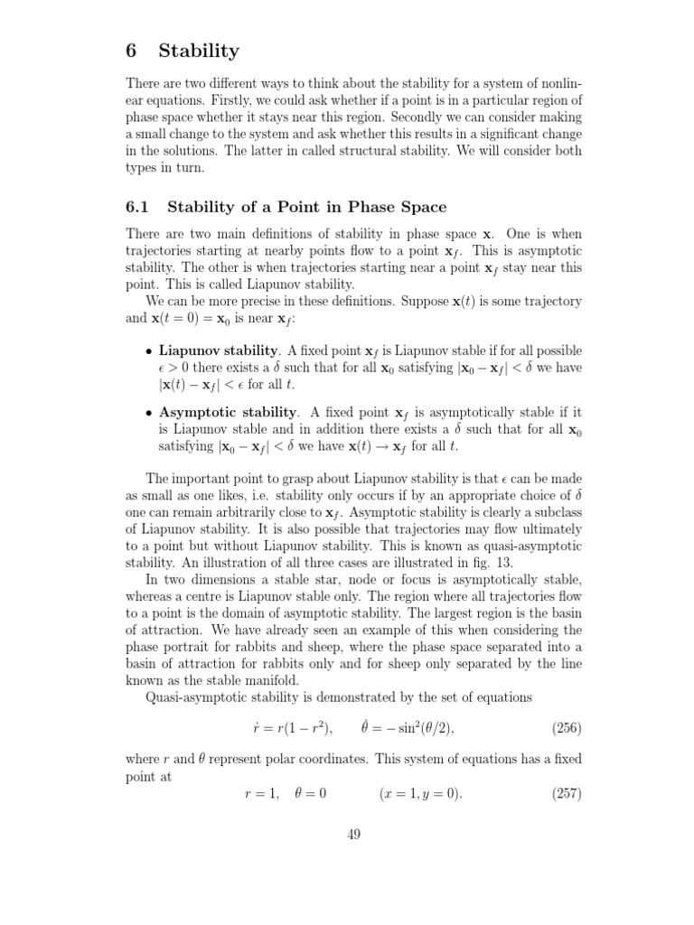 6 Stability: 6.1 Stability of A Point in Phase Space | PDF | Stability ...