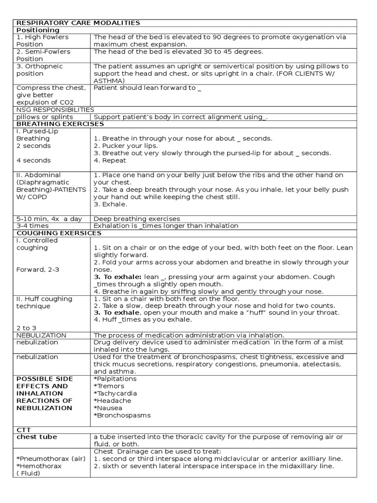 Respiratory Care Modalities Overview | PDF | Breathing | Respiratory System