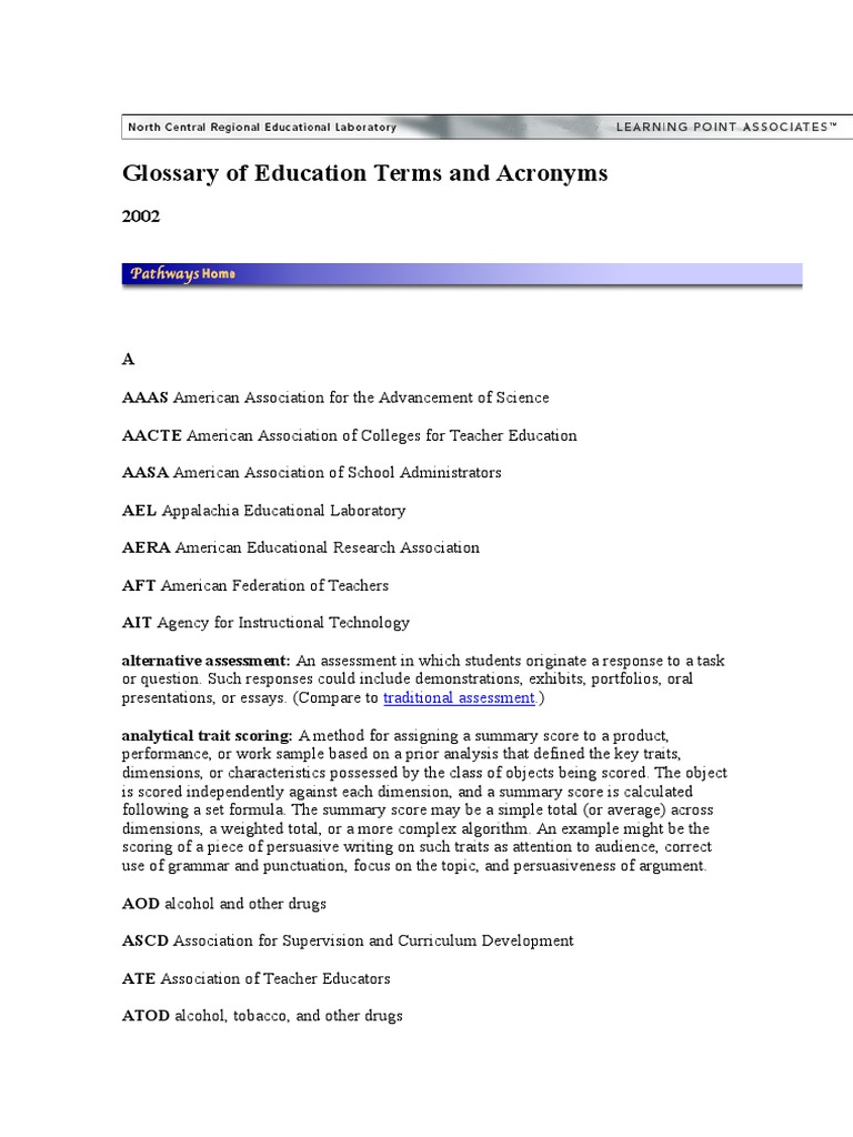 List Of Educational Terminology – AINZ