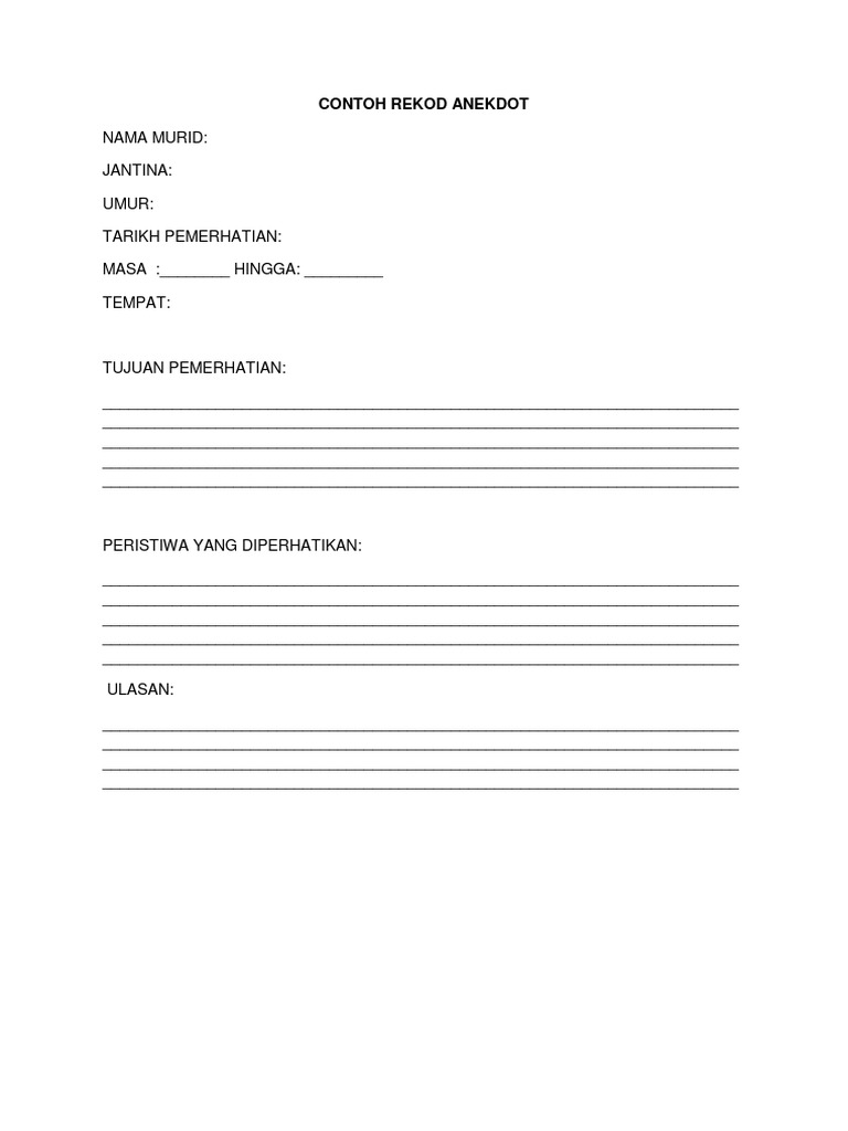 Contoh Rekod Anekdot | PDF