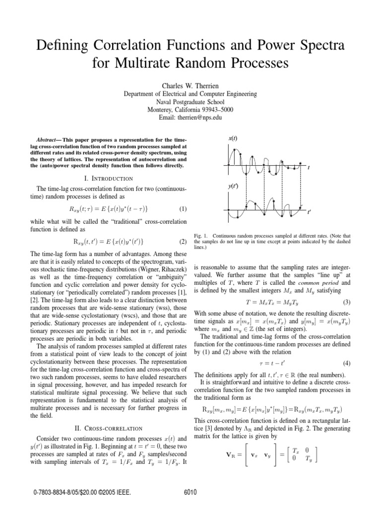 Defining Correlation Functions and Power Spectra For Multirate Random Processes | PDF | Spectral ...
