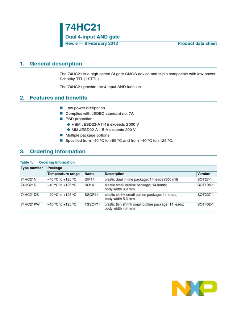 General Description: Dual 4-Input AND Gate | PDF | Contractual Term ...