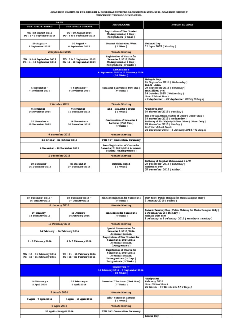 Academic Calendar 2015 2016 | PDF | Academic Term | Schools