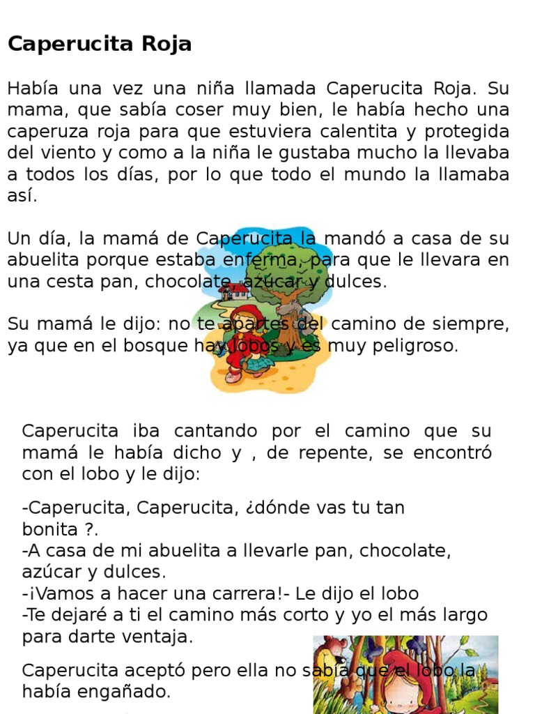 Cuento De Caperucita Roja Para Imprimir