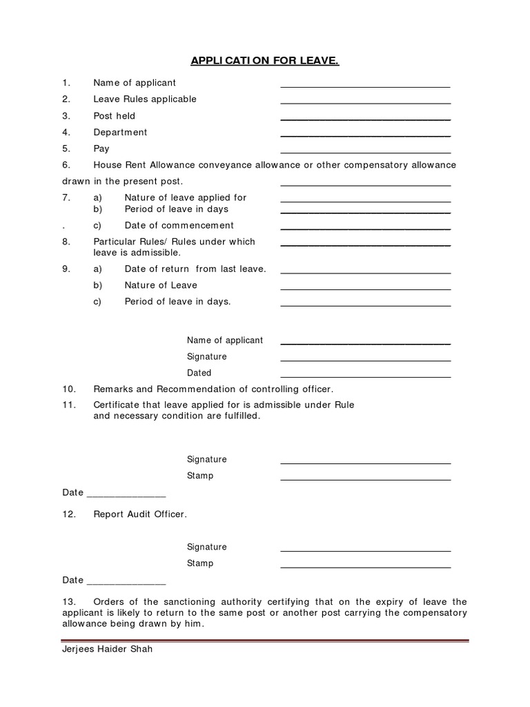 Government Leave Application Form | PDF | Business | Technology ...