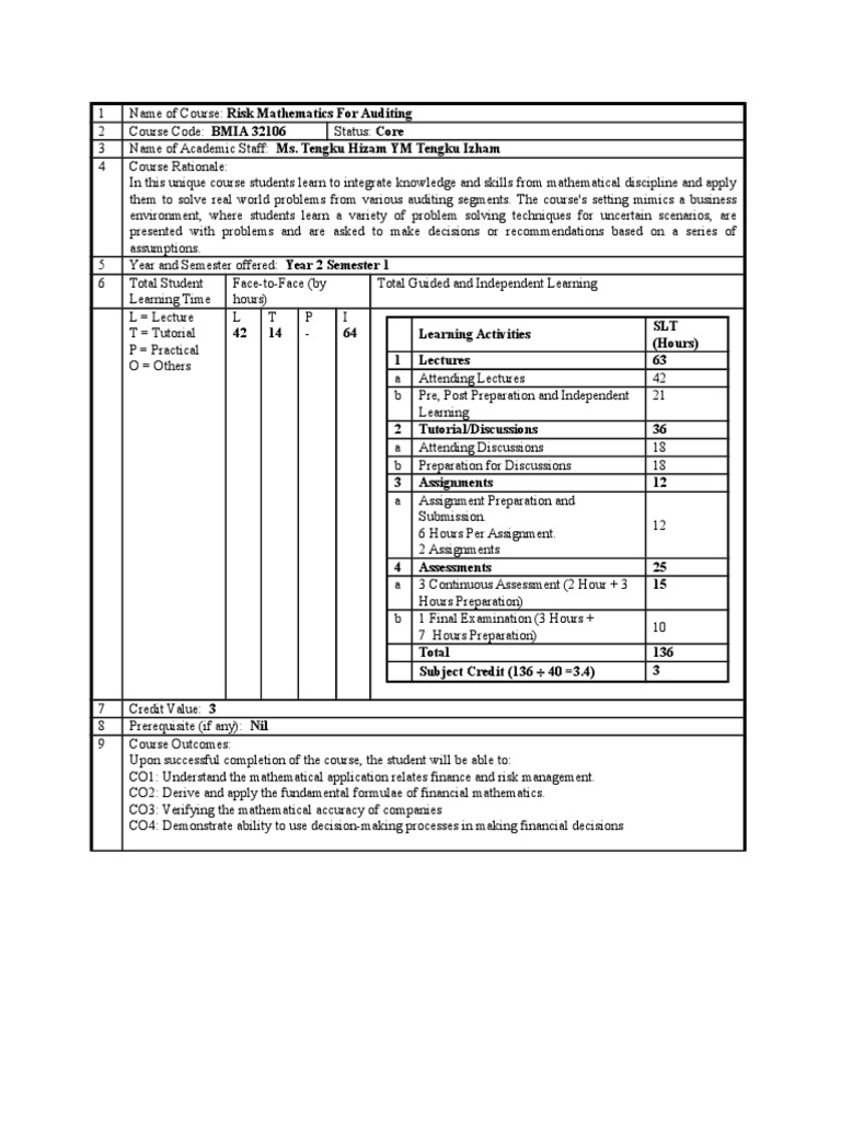 IAM - Risk Mathematics | Download Free PDF | Audit | Internal Audit
