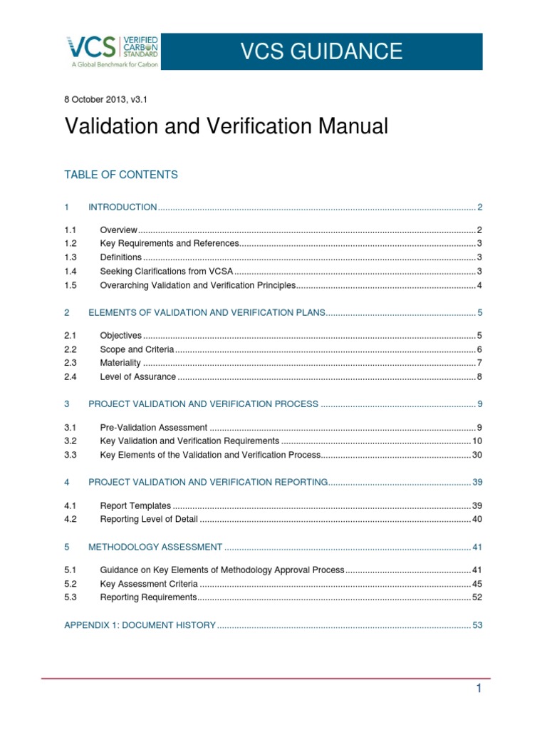 VCS Validation Verification Manual, V3.1 - 1 | PDF | Clean Development ...