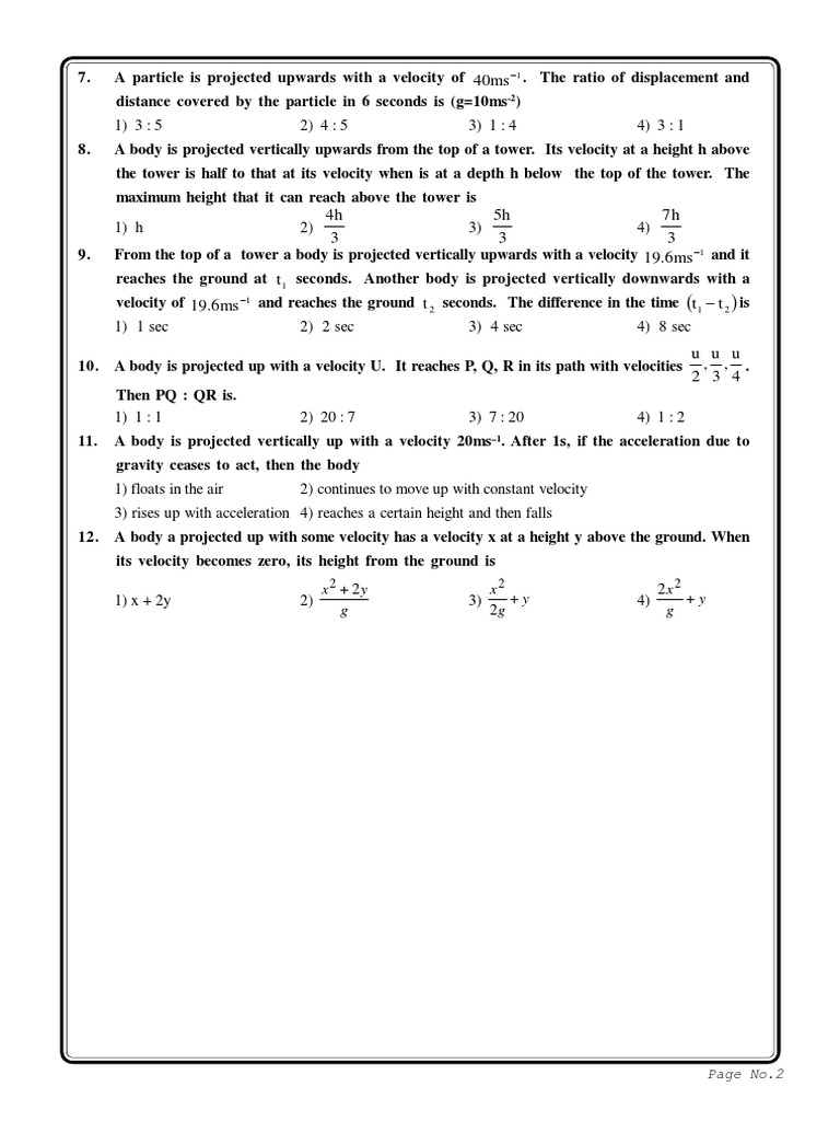 Vertical Motion Problems and Solutions | PDF | Science & Mathematics