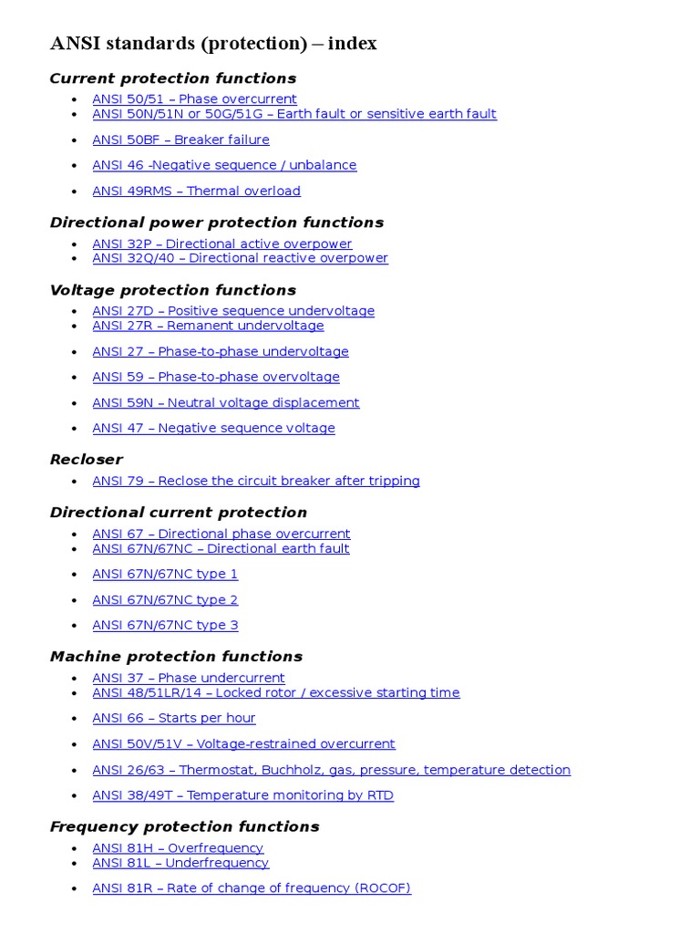 ANSI Standards Protection | PDF | Transformer | Power Supply