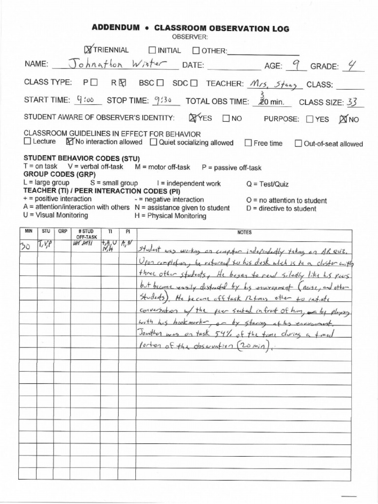 Observation Logs | PDF