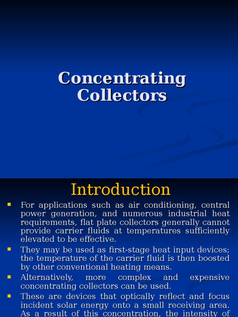 Types of Concentrating Solar Collectors | PDF | Solar Energy | Glass ...