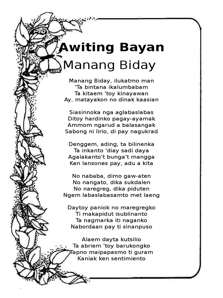 Awiting Bayan: Manang Biday | PDF
