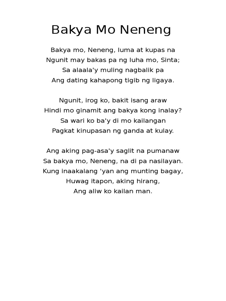 Bakya Mo Neneng | PDF