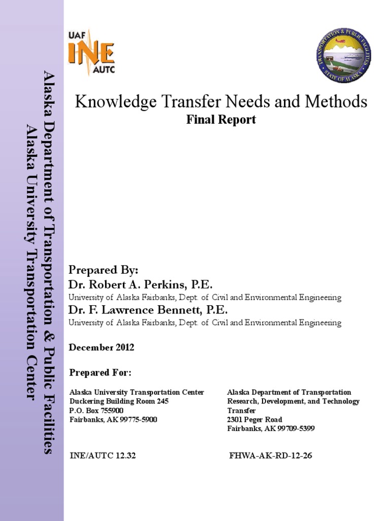 Knowledge Transfer Needs and Methods Final Report | PDF | Knowledge ... Knowledge Transfer Needs and Methods Final Report | PDF | Knowledge ...